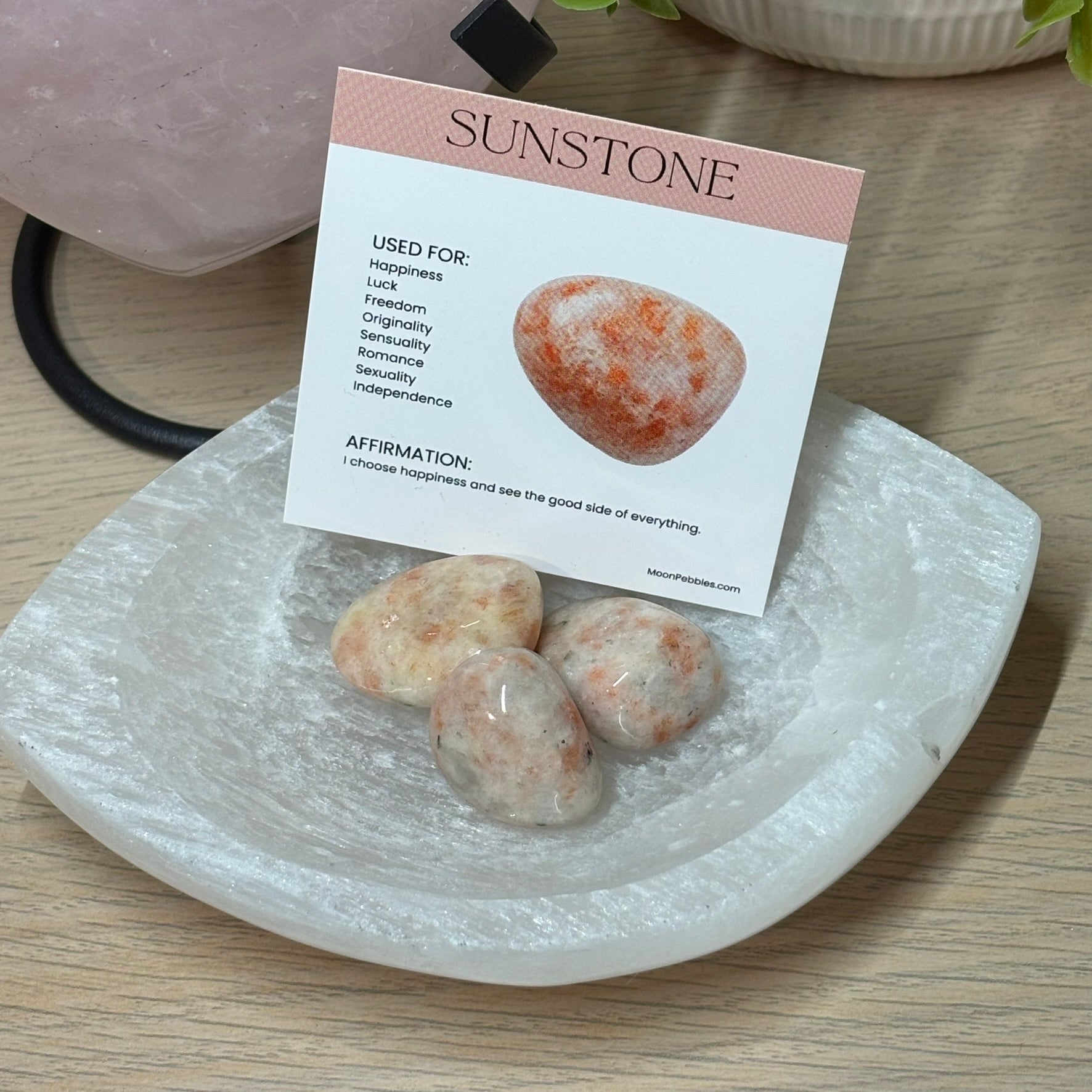 Sunstone Crystal Tumbles (3 Pack + Info Card) – Moon Pebbles